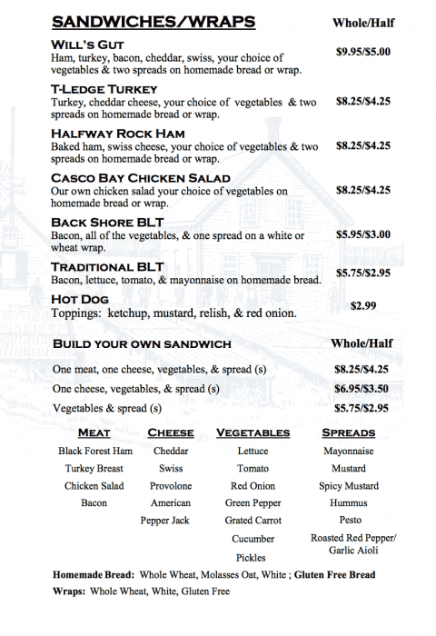 Salt Cod Cafe Menu (Fresh, Local, Homemade Food) on Orrs Island, ME